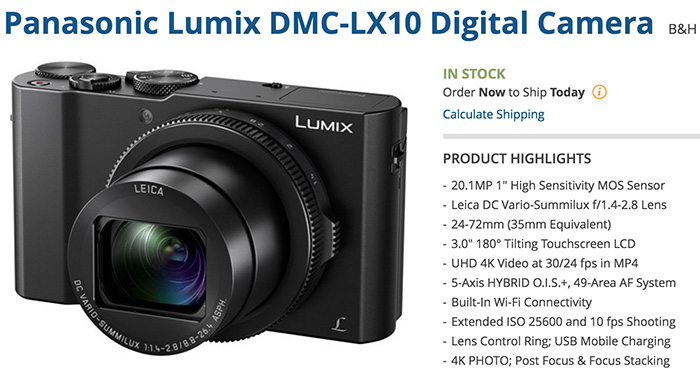 Panasonic LX10 is in Stock at BHphoto – 43 Rumors