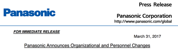 Panasonic Announces Organizational and Personnel Changes – 43 Rumors