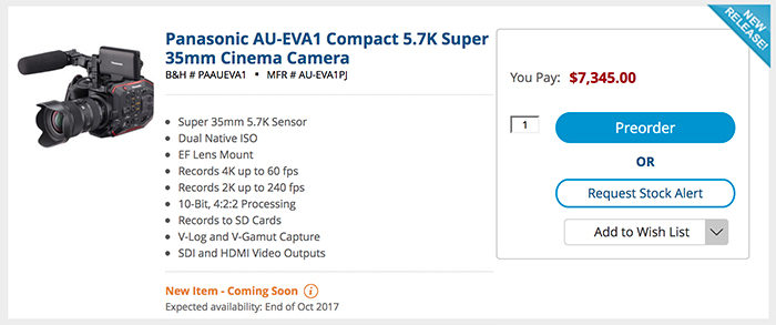Panasonic releases the full AU-EVA1 camcorder specs – 43 Rumors