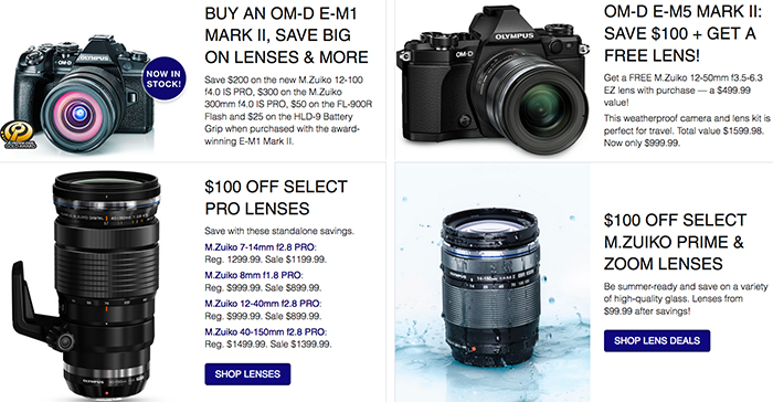 New Olympus specials at GetOlympus and Adorama – 43 Rumors
